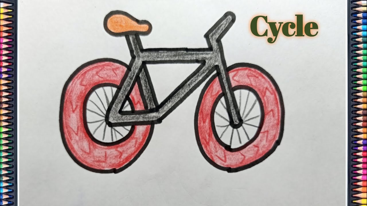 How to draw Cycle for kids | Cycle drawing for kids|cycle drawing easy ...