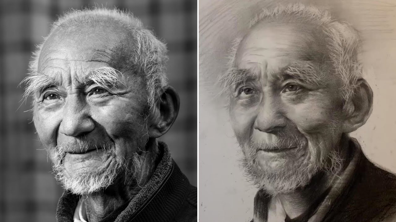 Drawing a Vicissitudes of Life Old Man Using Reference Photo ∥ Sketch ...