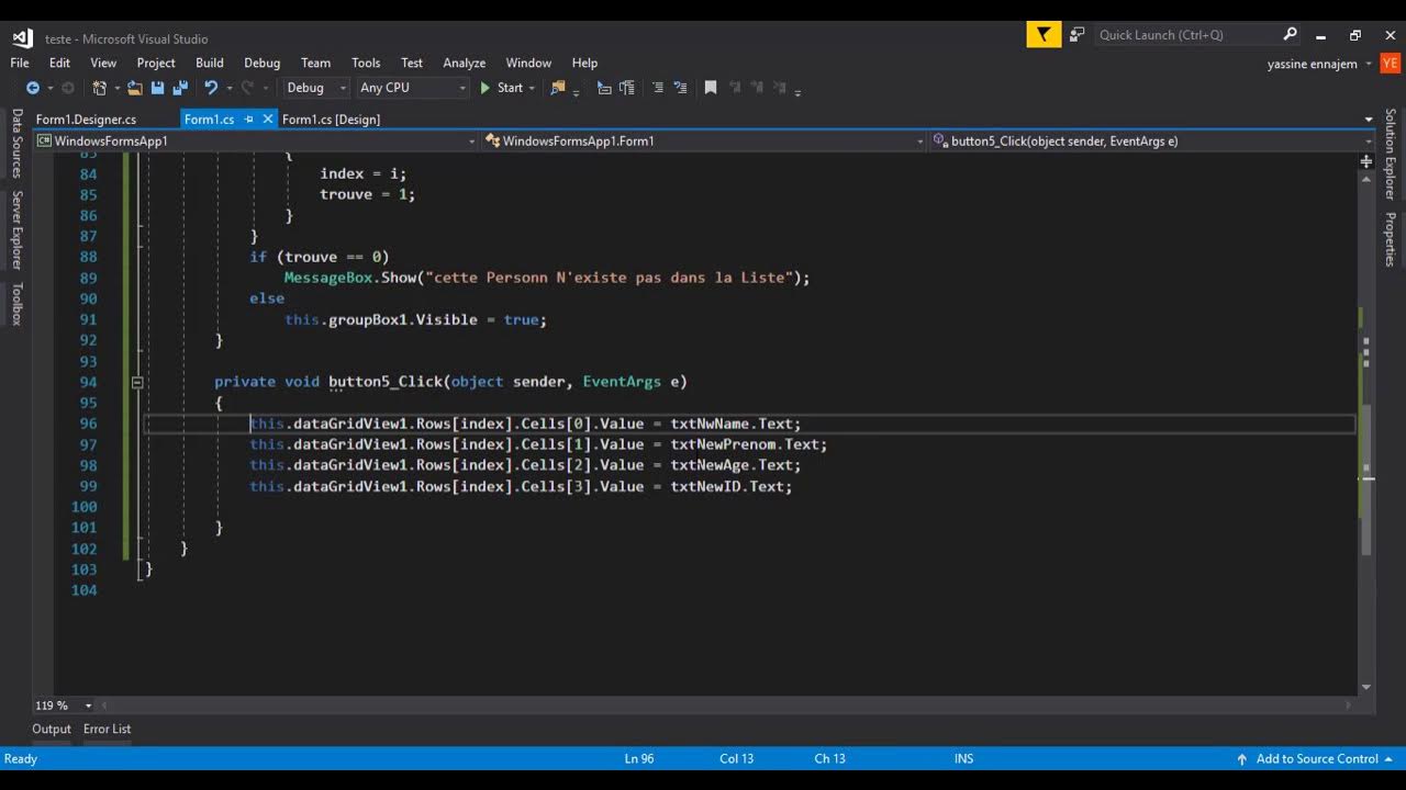 4 - Bouton Modifier (DataGridView c#) / Update button (Csharp) - DARIJA - YouTube