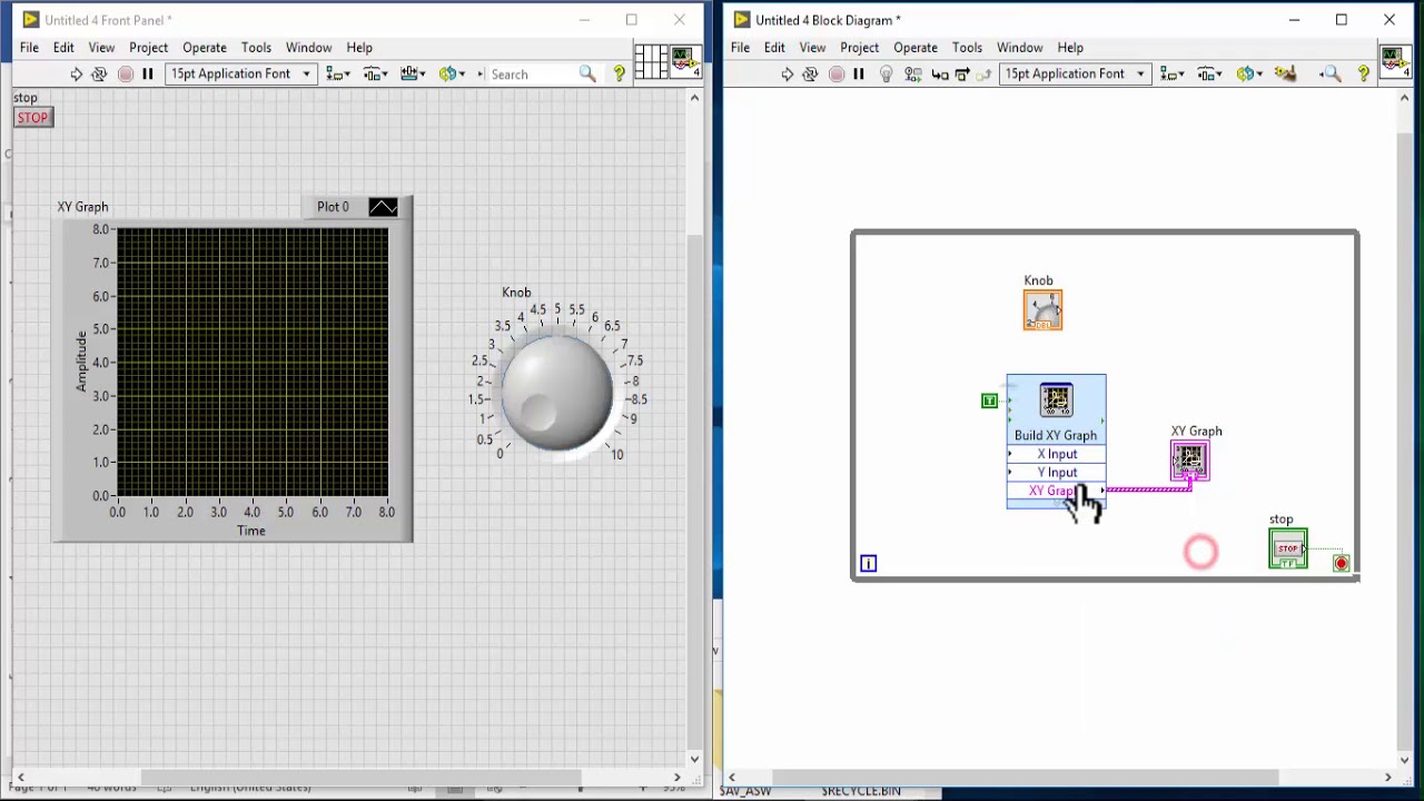 Lab view tutorial 12 using a rotatable knob and output with respect in ...