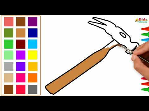 How to draw and colour a hammer for kids | Kidz coloring joy | Drawing ...