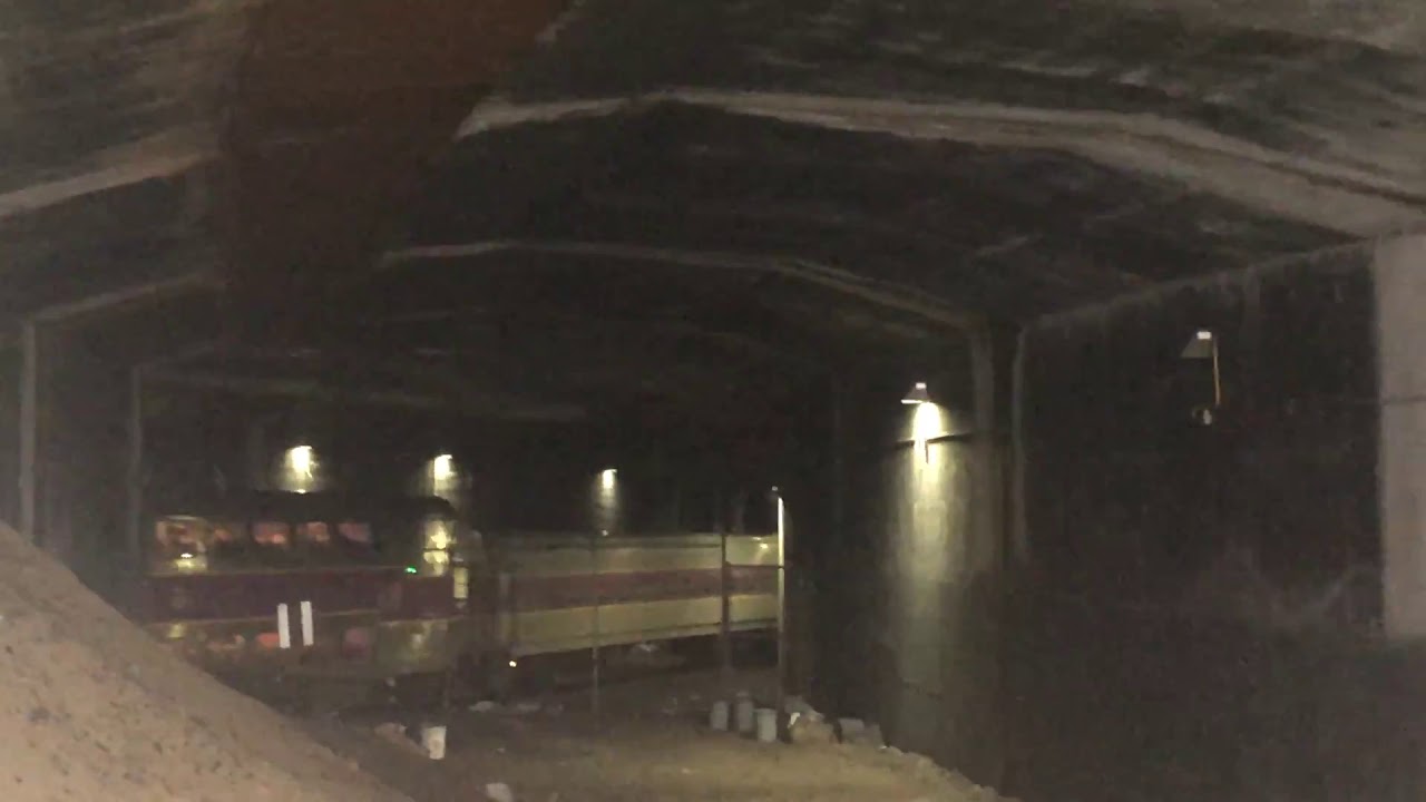 MBTA Commuter Train from Inside the Abandoned End of the Salem Tunnel ...