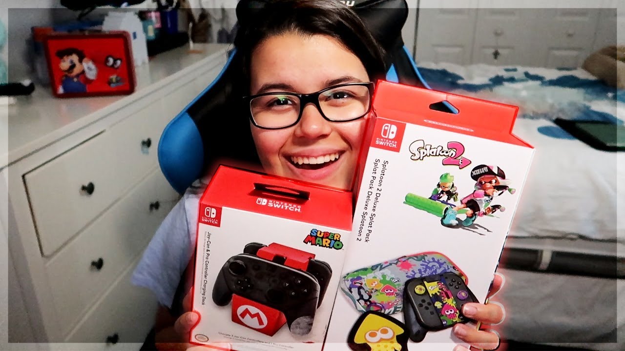 Nintendo Switch Mario Charging Dock + Splatoon Accessories - YouTube