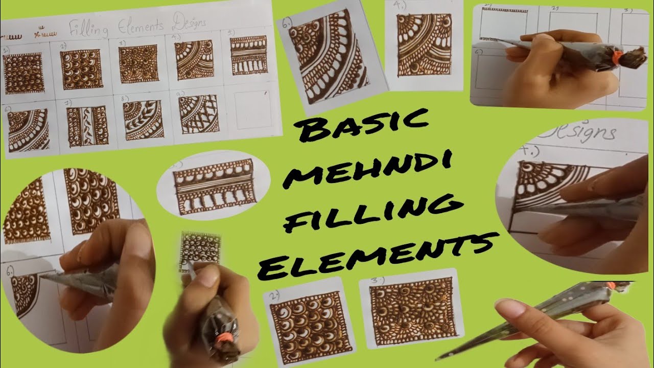 Mehndi for beginners | Basic Mehndi Filling Elements🔥☺️ | Mehndi kaise ...