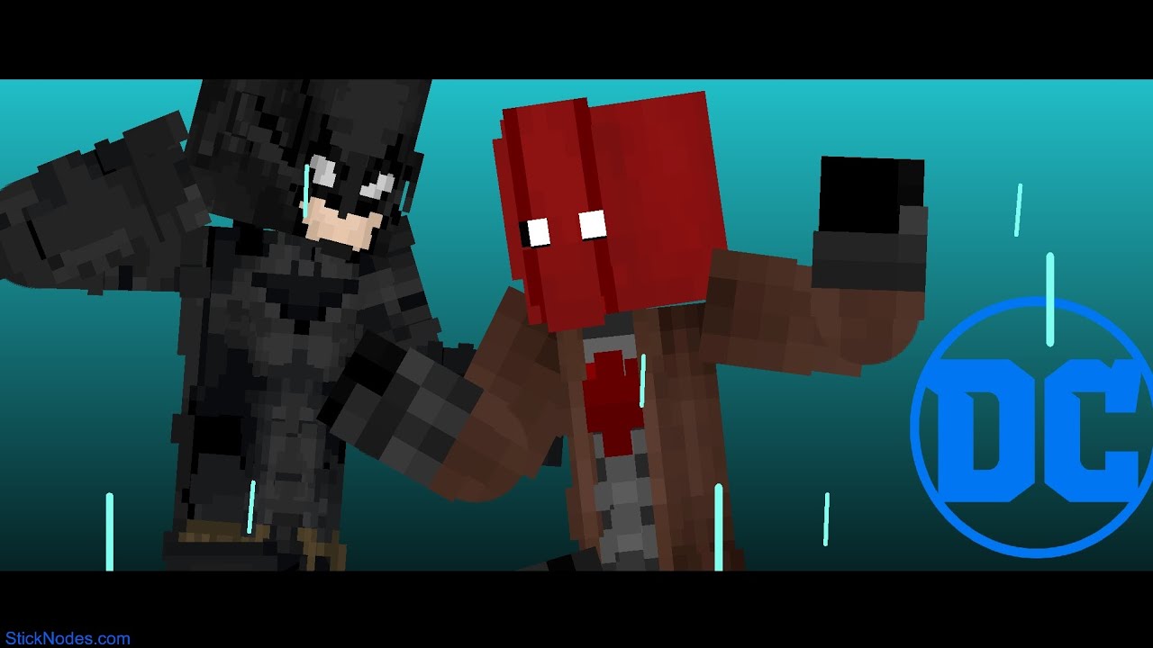 red hood vs batman | test animation(stick nodes) |Minecraft dc comics ...