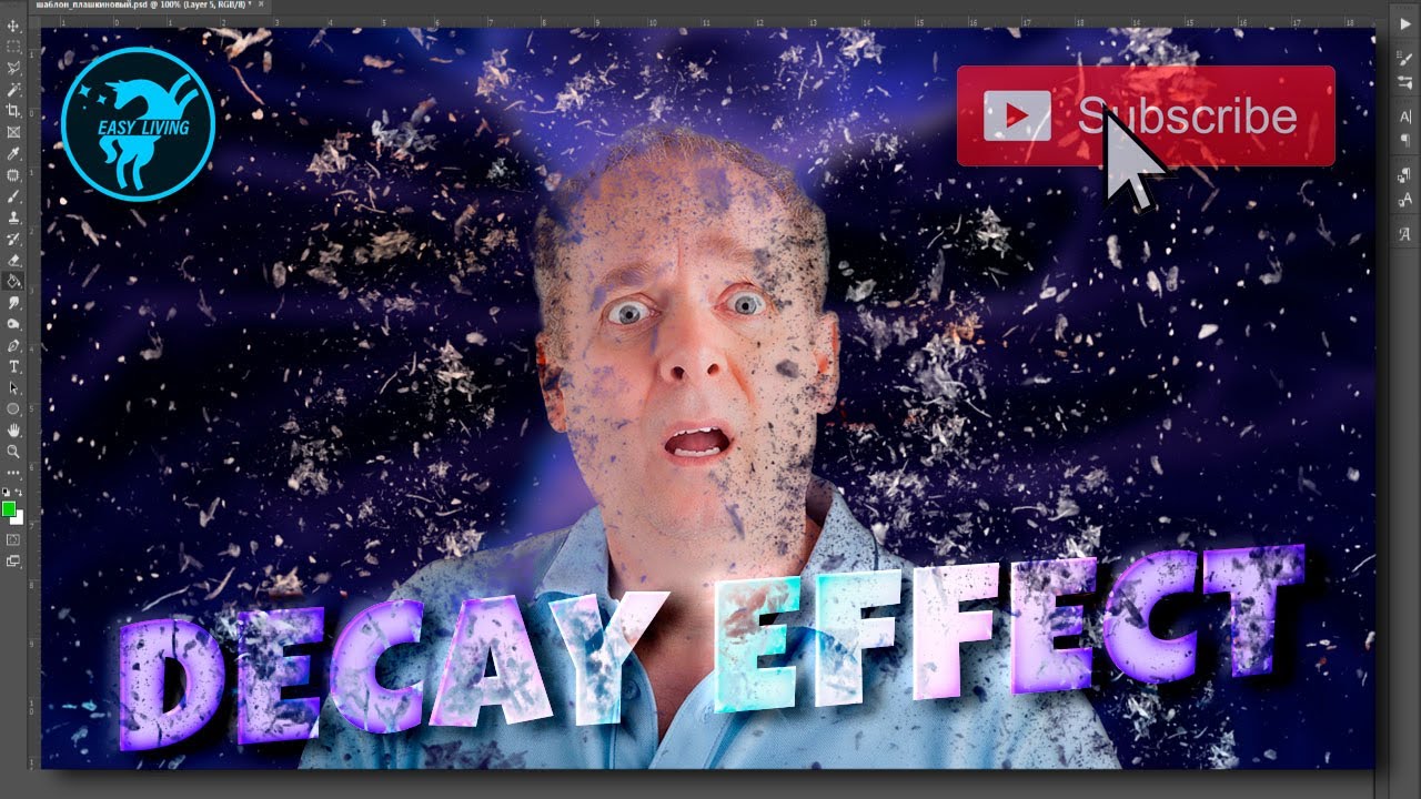 CHILLING, DECAY EFFECT: disperssion effect Photoshop Tutorial - YouTube