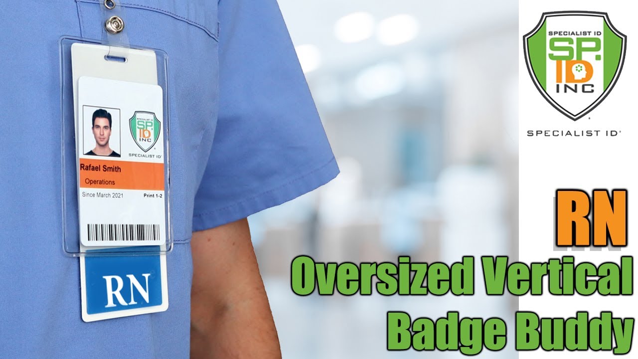 Extra Long RN Badge Buddy for Nurses - Vertical Oversized ID Badge ...