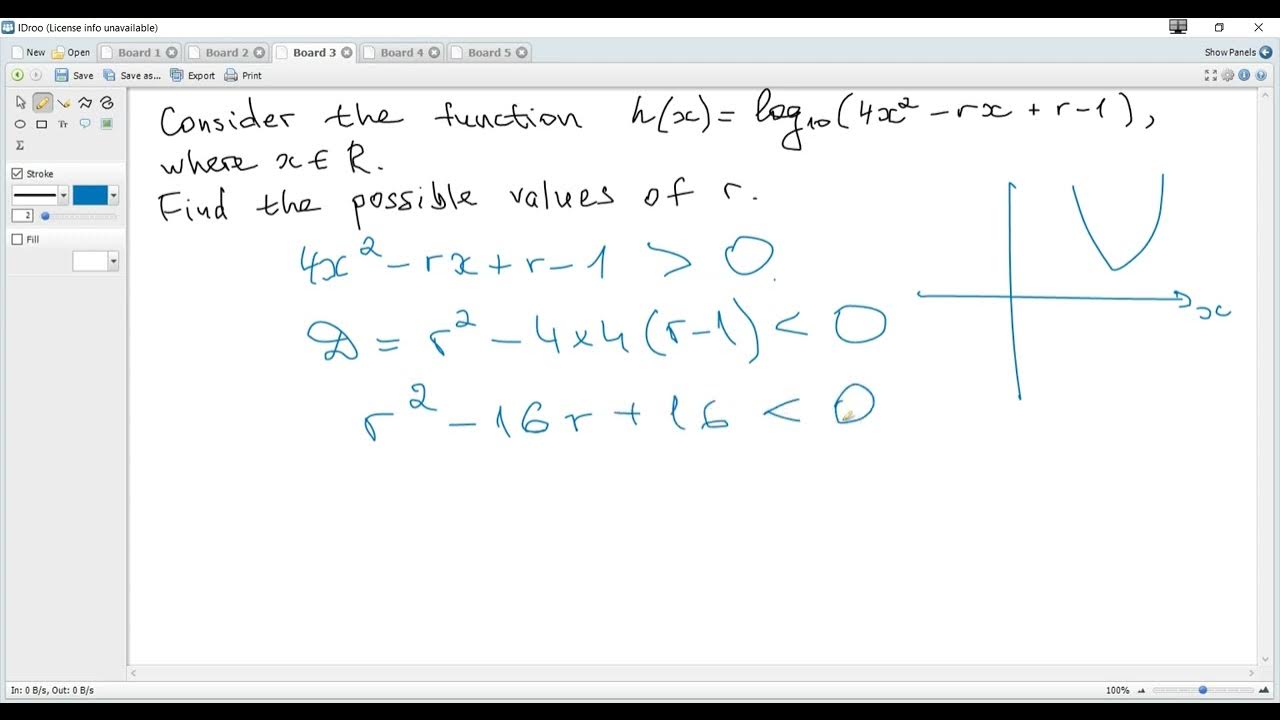 IB Maths AA Nov 2024 SL 2-6, HL 2-5. Parameter for which log-function exists. Quadratic ...