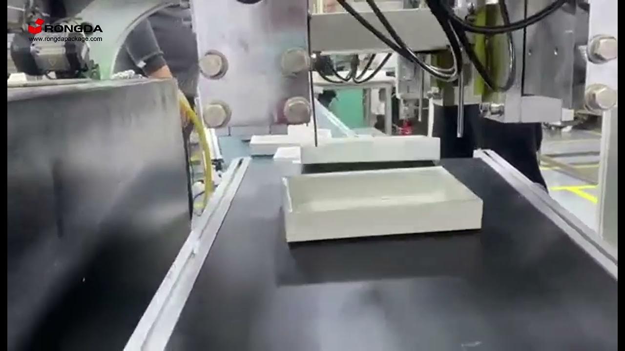 RONGDA Automatic box folding machine for double wall box making - YouTube