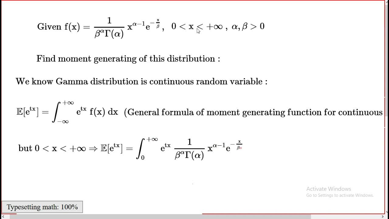 How to find moment generating of Gamma Distribution. - YouTube