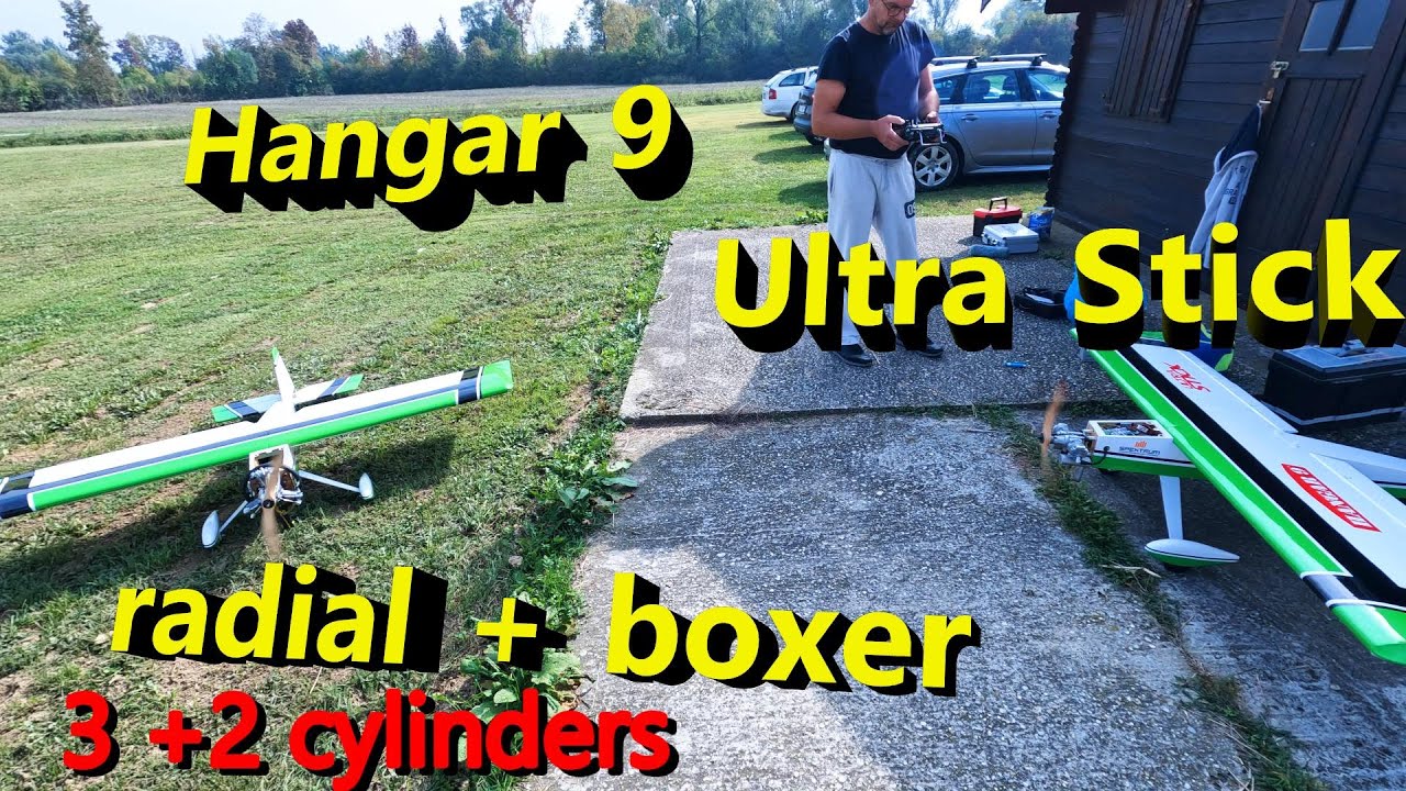 Ultra Stick Hangar 9 radial + boxer engines - YouTube