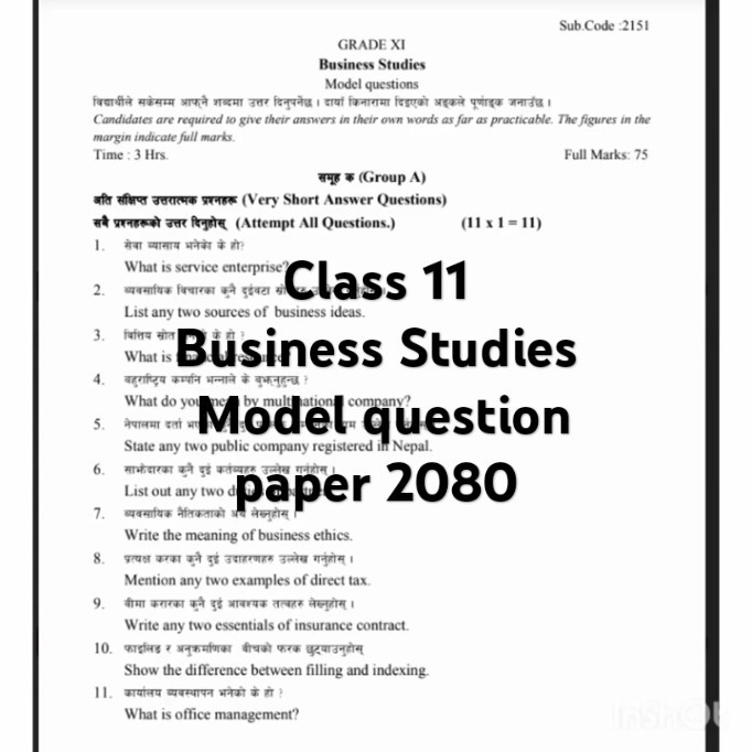 Class 11 Business Studies Model question paper 2080 || - YouTube