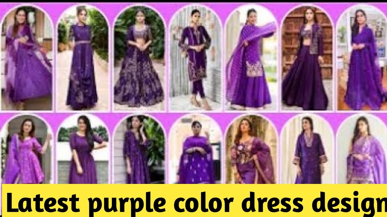 Latest Purple Colour Dress Design |Dark Purple Colour Combination Ideas ...