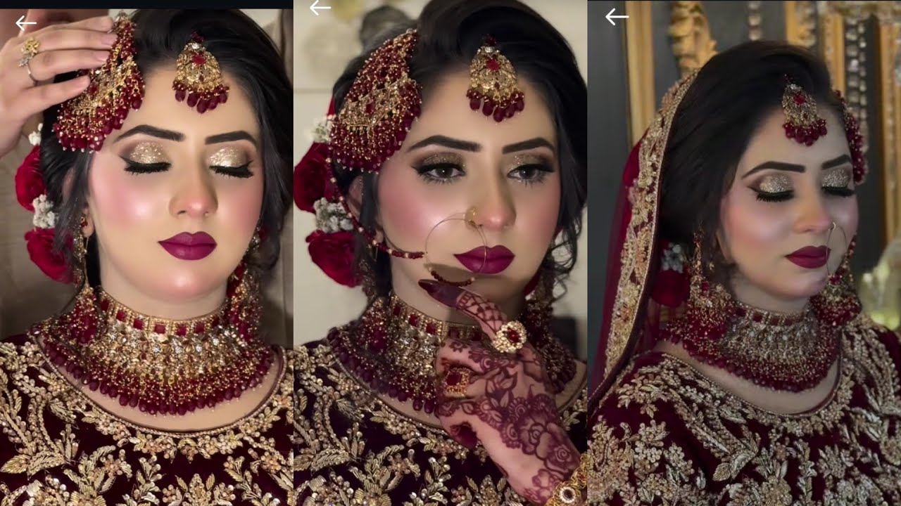 Barat makeup look | pakistani bridal hairstyle tutorial | Farwa vlogs ...