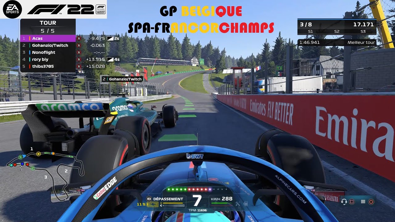 F1 22 - GP BELGIQUE / SPA FRANCORCHAMPS Gameplay - YouTube