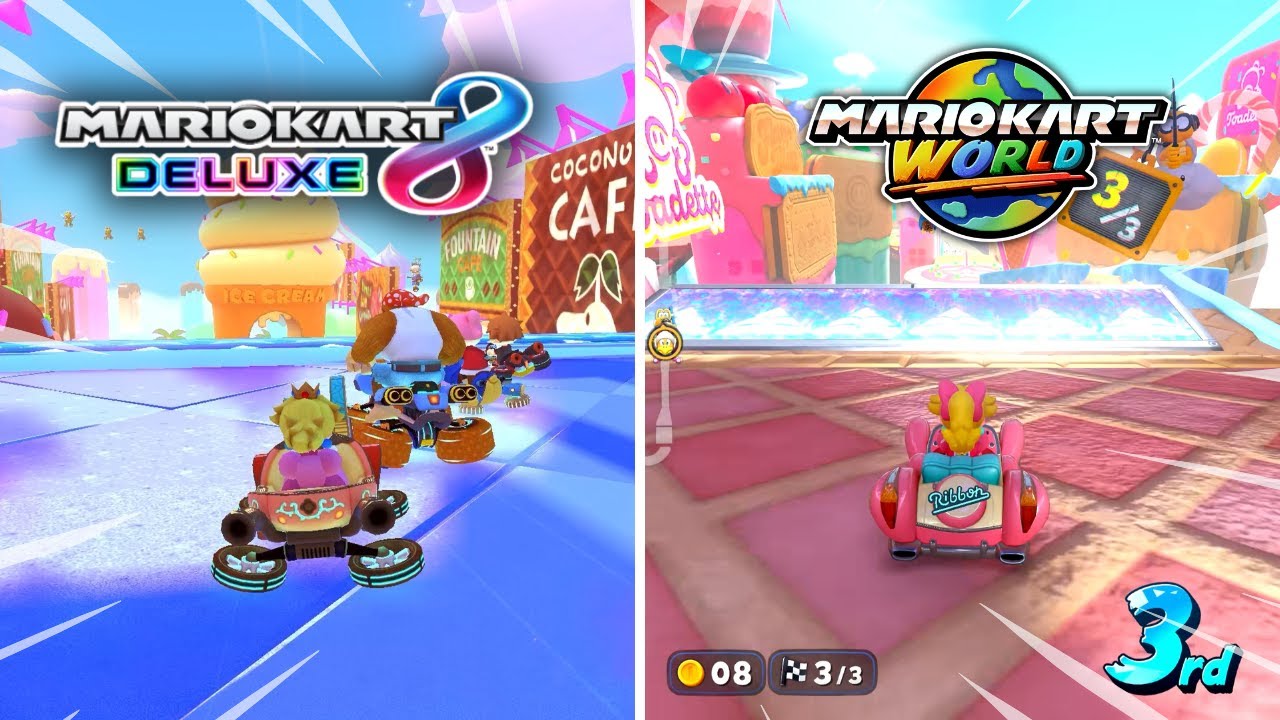 Sky-High Sundae Comparison - Mario Kart World VS. Mario Kart 8 Deluxe ...