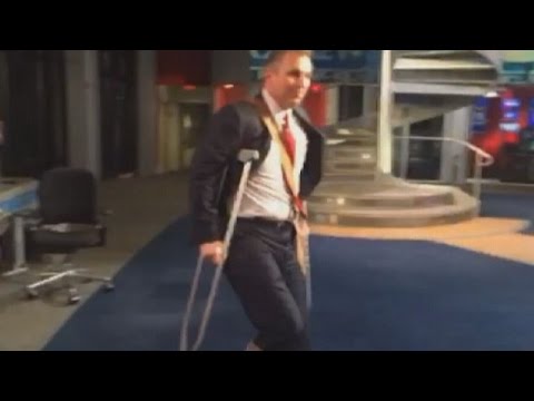 Kevin Lemanowicz on crutches - YouTube