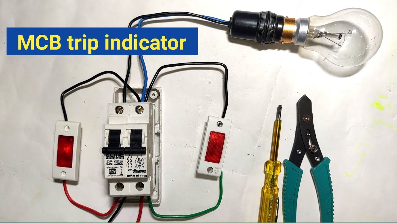 how to make 2 pole MCB trip indicator wiring for home, MCB trip ...