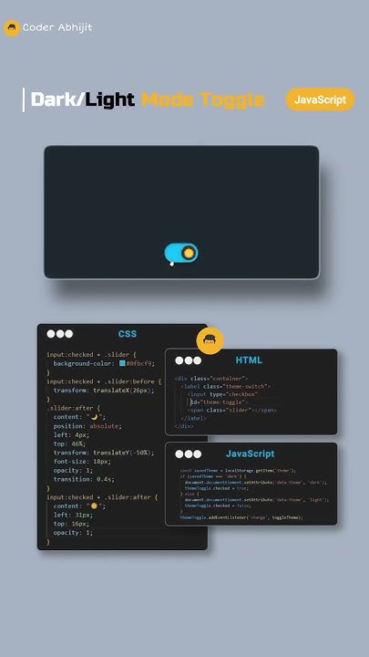 CSS Dark/Light Mode Toggle #shots #shortvideo #html #css - YouTube