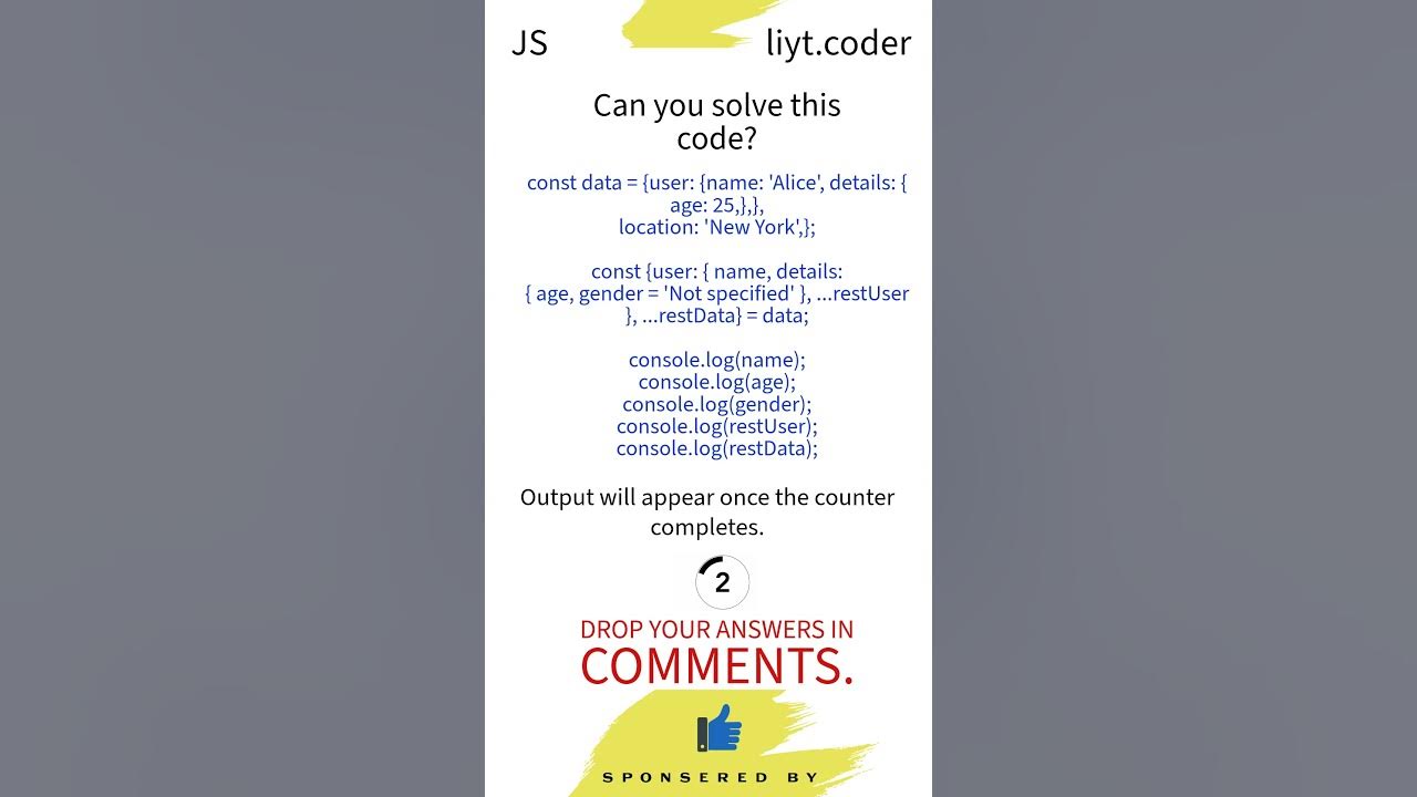 Complex Object Destructuring with Defaults and the Rest Operator - YouTube