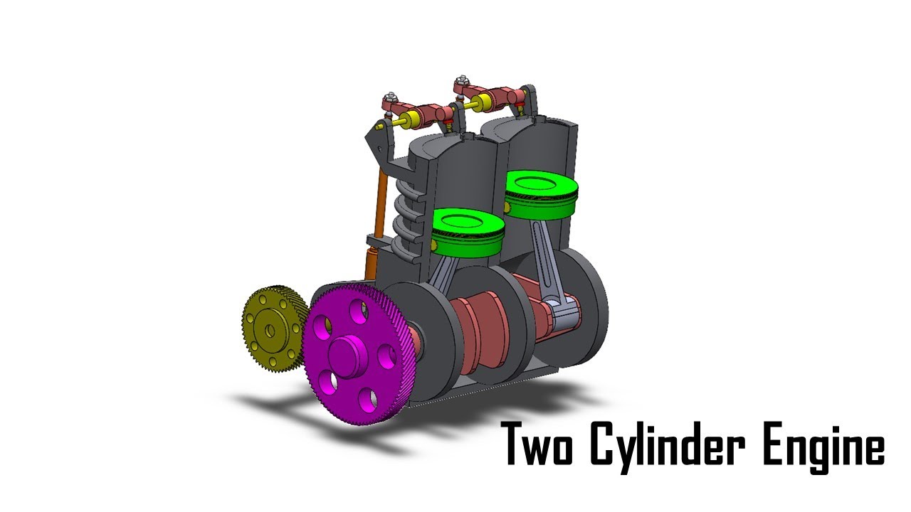 Two Cylinder Engine in Solidworks | Project#2 - YouTube