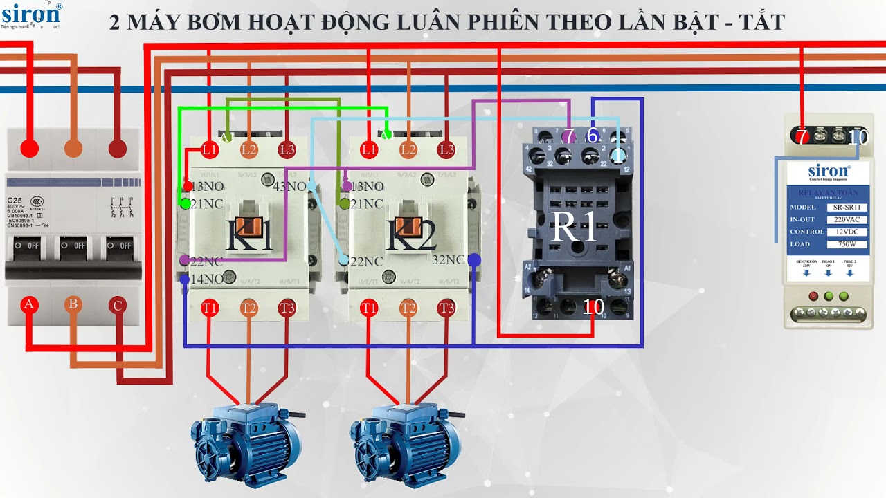 Mạch 2 Máy Bơm Chạy Luân Phiên Tuần Tự Theo Lần Bật Tắt Bằng Phao điện Youtube