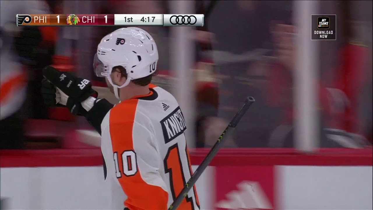 Corban Knight's First Goal As A Flyer! - Philadelphia Flyers vs Chicago ...