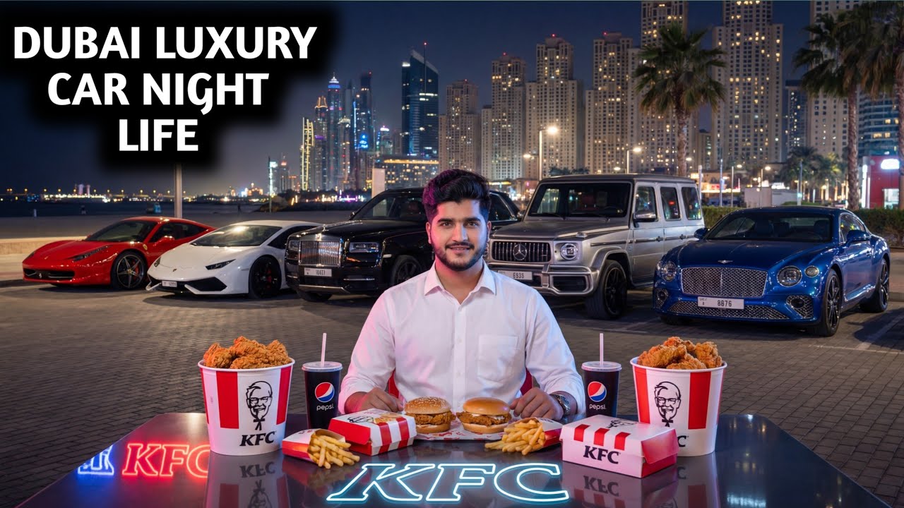 Dubai Me KFC Dinner 😱 | JBR Beach Luxury Cars | Real Dubai Vlog - YouTube