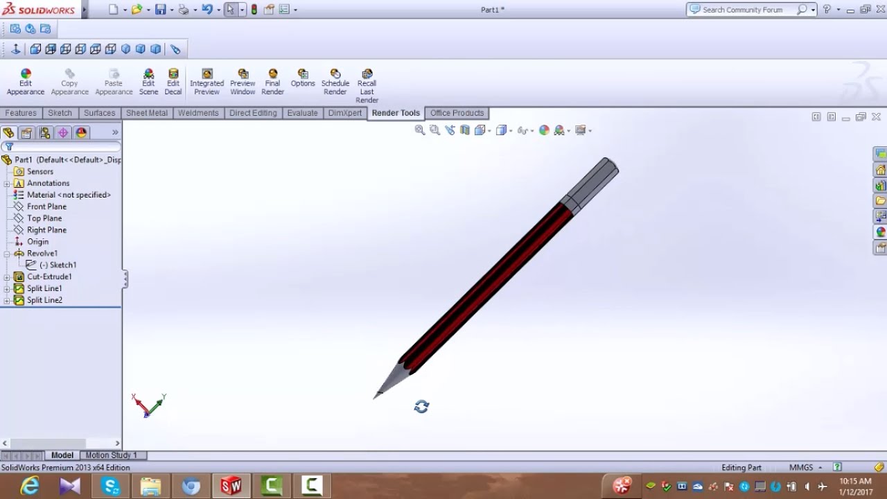 SolidWorks - Modeling Pencil - YouTube