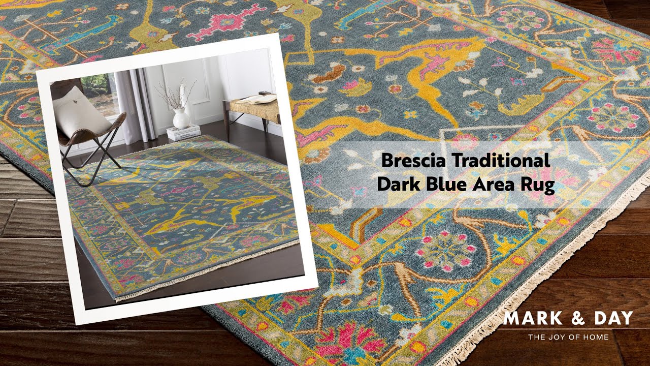 Brescia Traditional Dark Blue Area Rug - YouTube