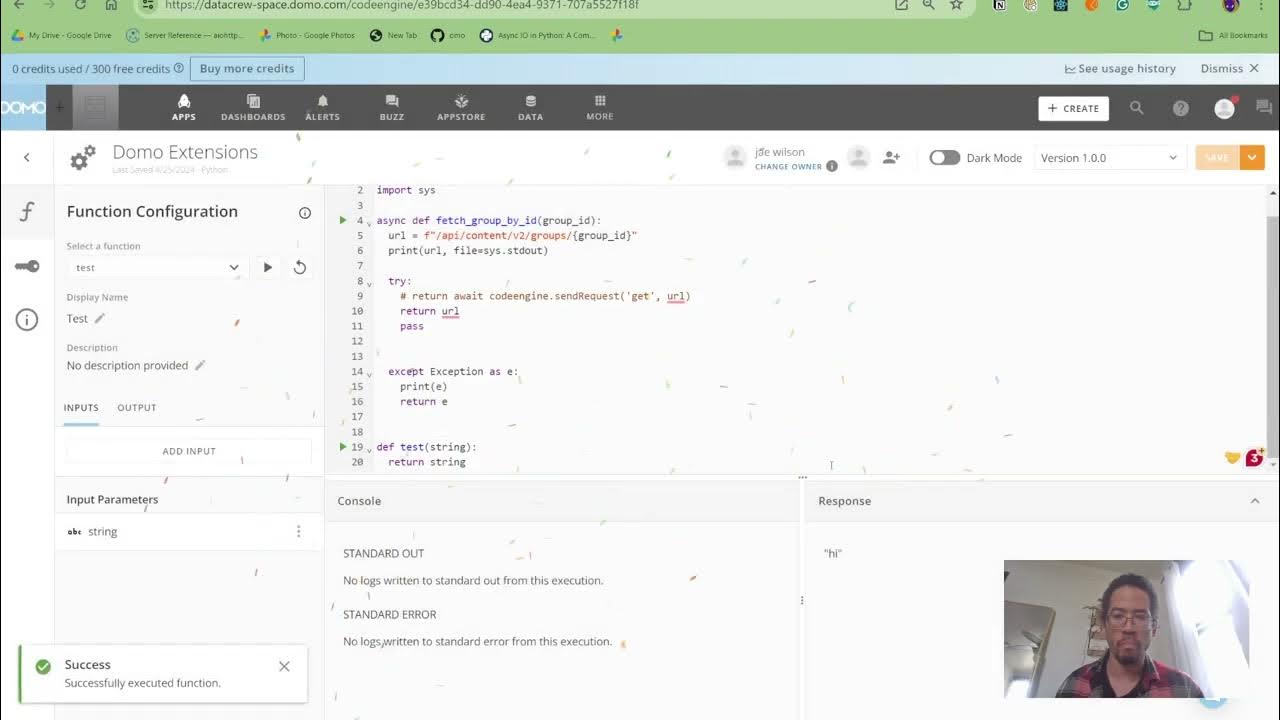 My first Domo CodeEngine function -- handling API authentication with Accounts (Part 1) - YouTube