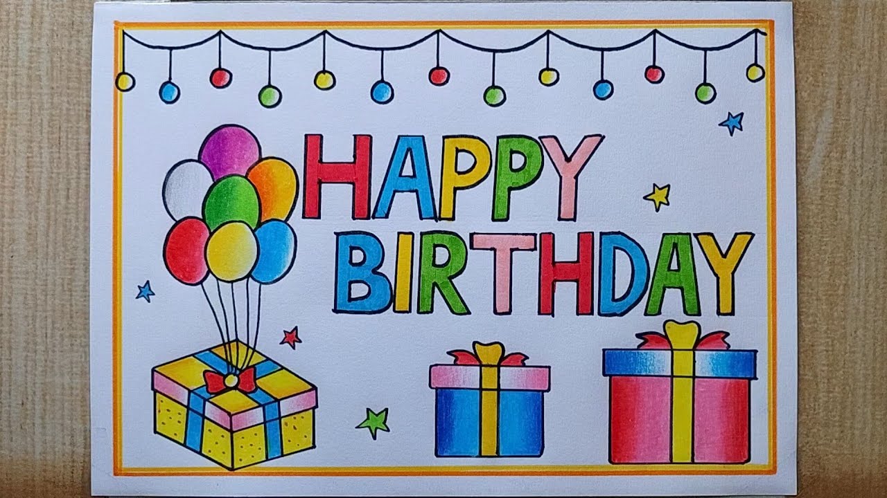 Happy Birthday Card Drawing easy| Beautiful 😍 Birthday Card drawing ...