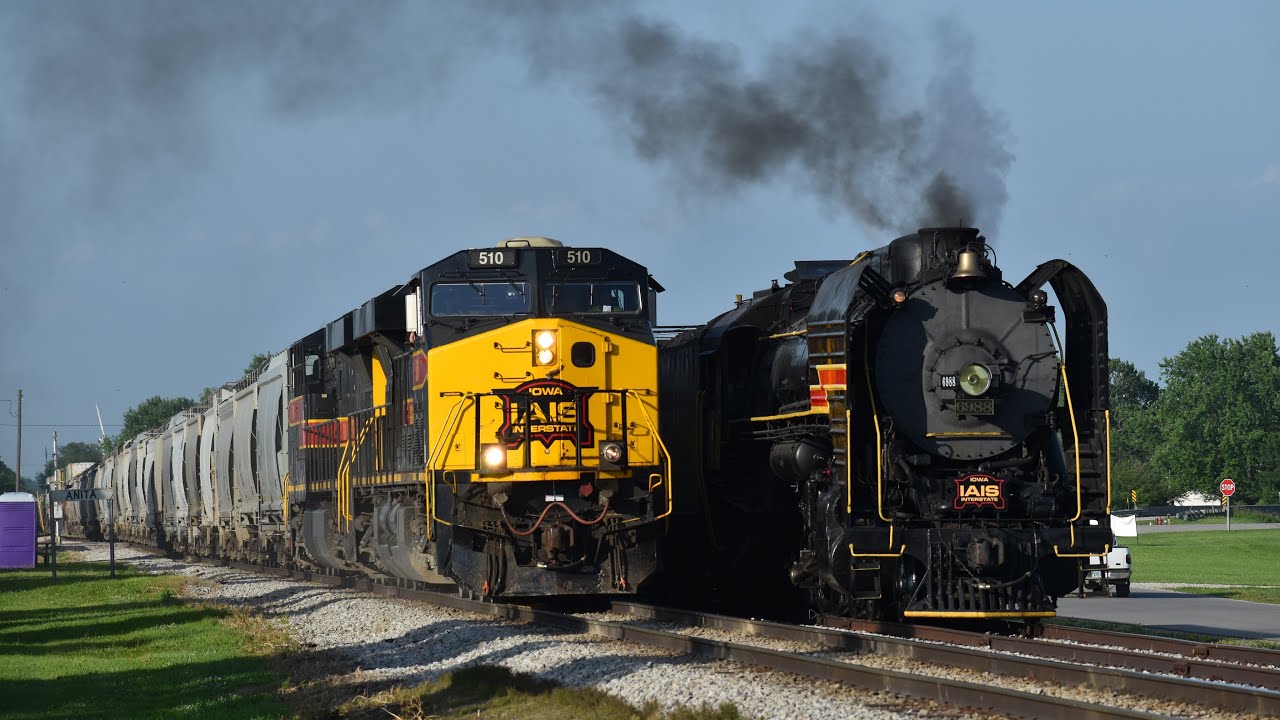 Horn/Whistle War! IAIS 510 Passes The 6988 In Anita, IA! 6/29/19 - YouTube