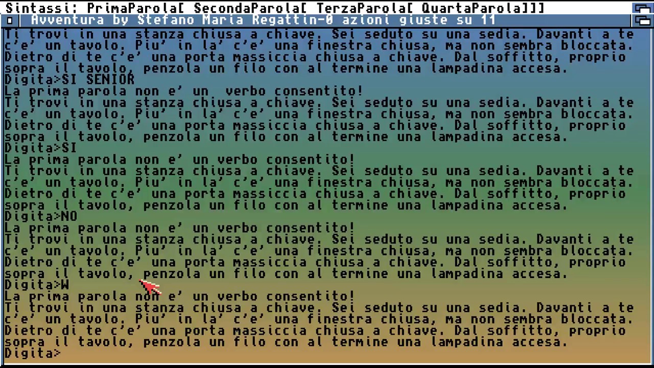 AMIGA Little italian text adventure 1 By Stefano Maria Regattin - YouTube