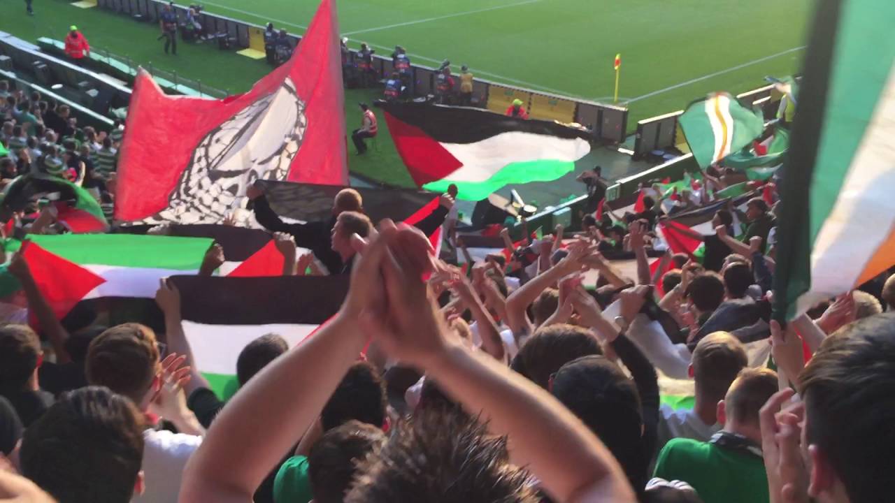Celtic Fans Standing Section - Palestine Flags - Celtic Symphony - YouTube