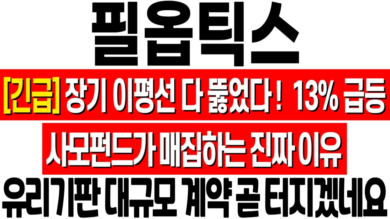 필옵틱스 주가 전망 중요 구간 돌파 사모펀드가 매집하는 진짜 이유 유리기판 계약 곧 터진다 필옵틱스 주식 분석 필옵틱스 유리기판 Tgv 필옵틱스 목표가