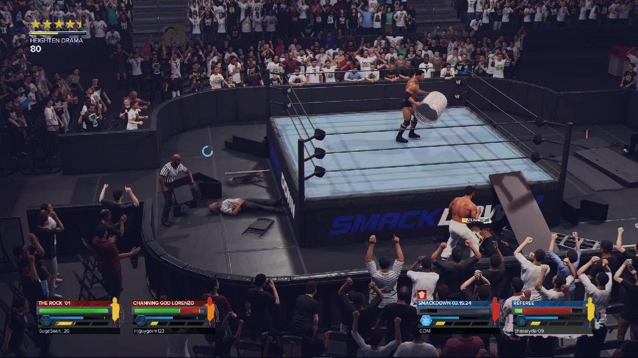 WWE 2K24 Smashing The Referee Into The Floor With The Steel Steps - YouTube
