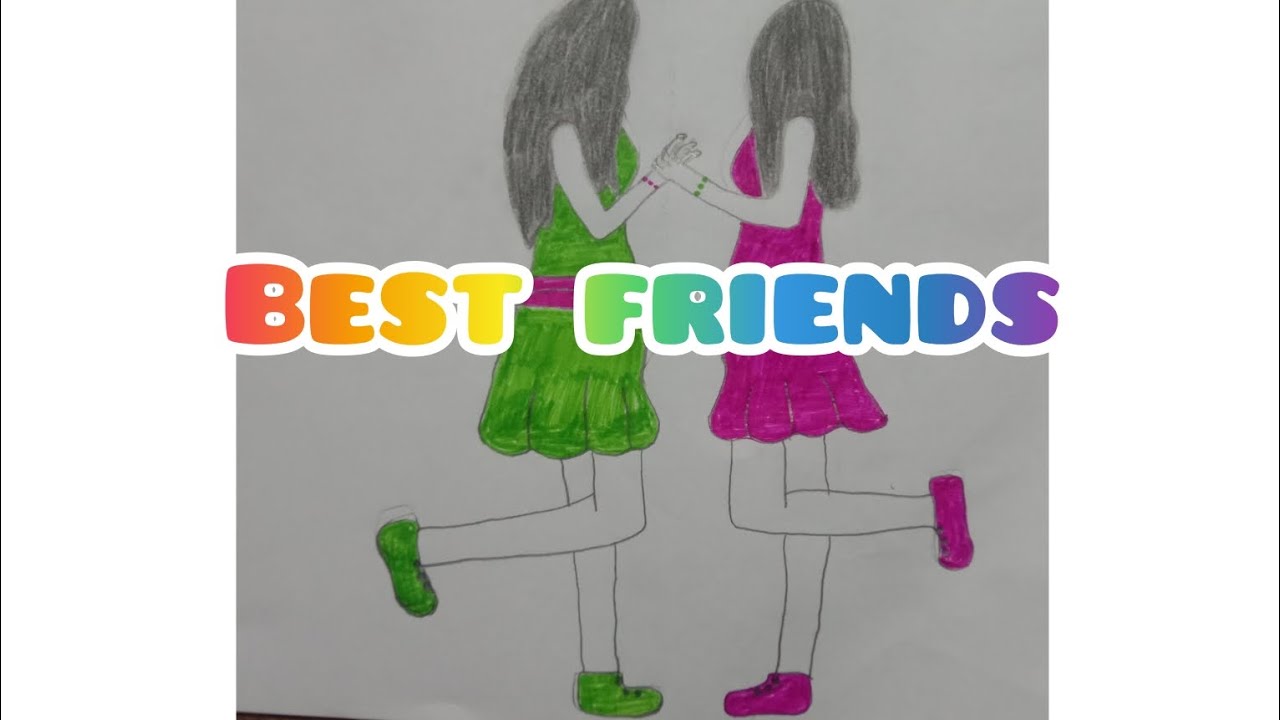 How to draw best friends step by step//easy best friends drawing ...