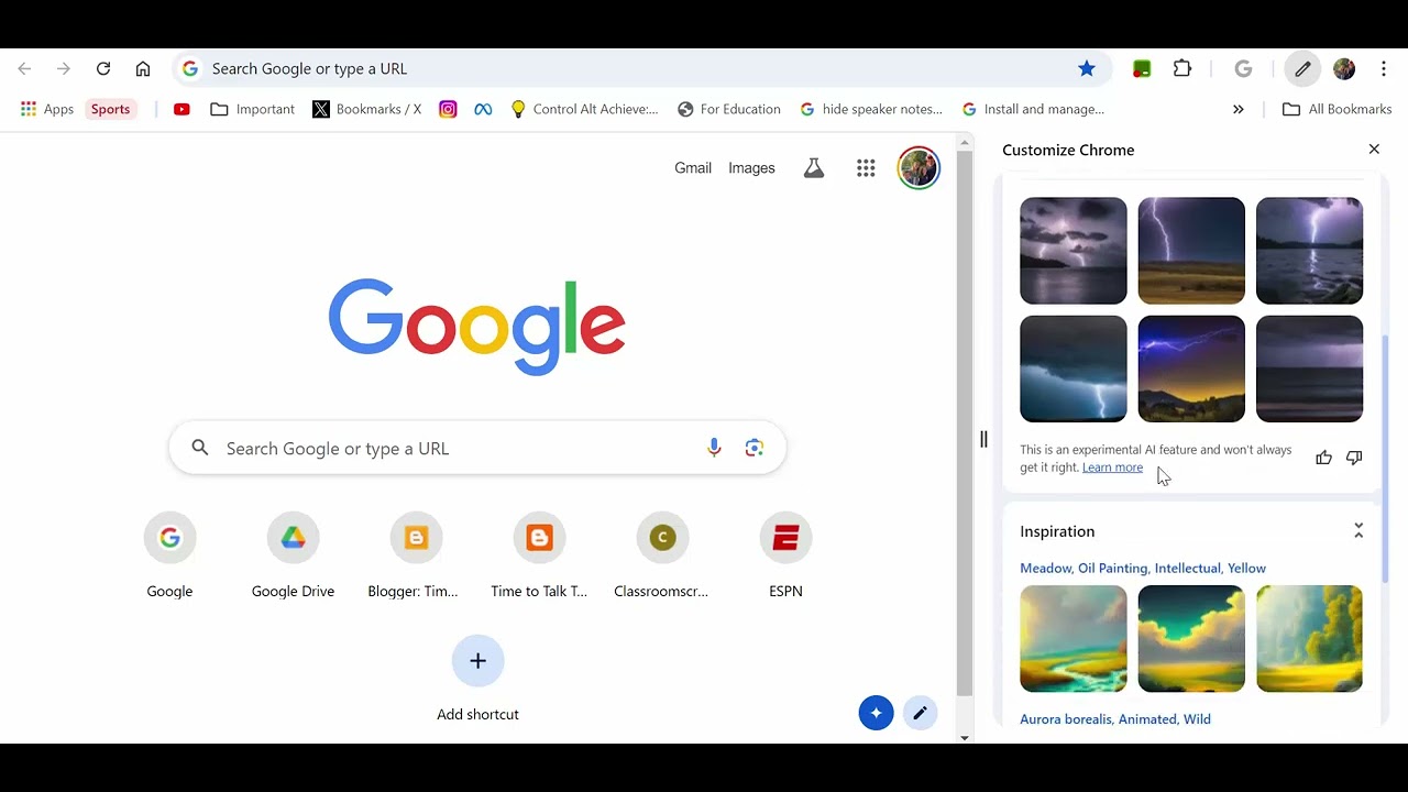 In Google Chrome's Tab Page how to create a new theme with AI - YouTube