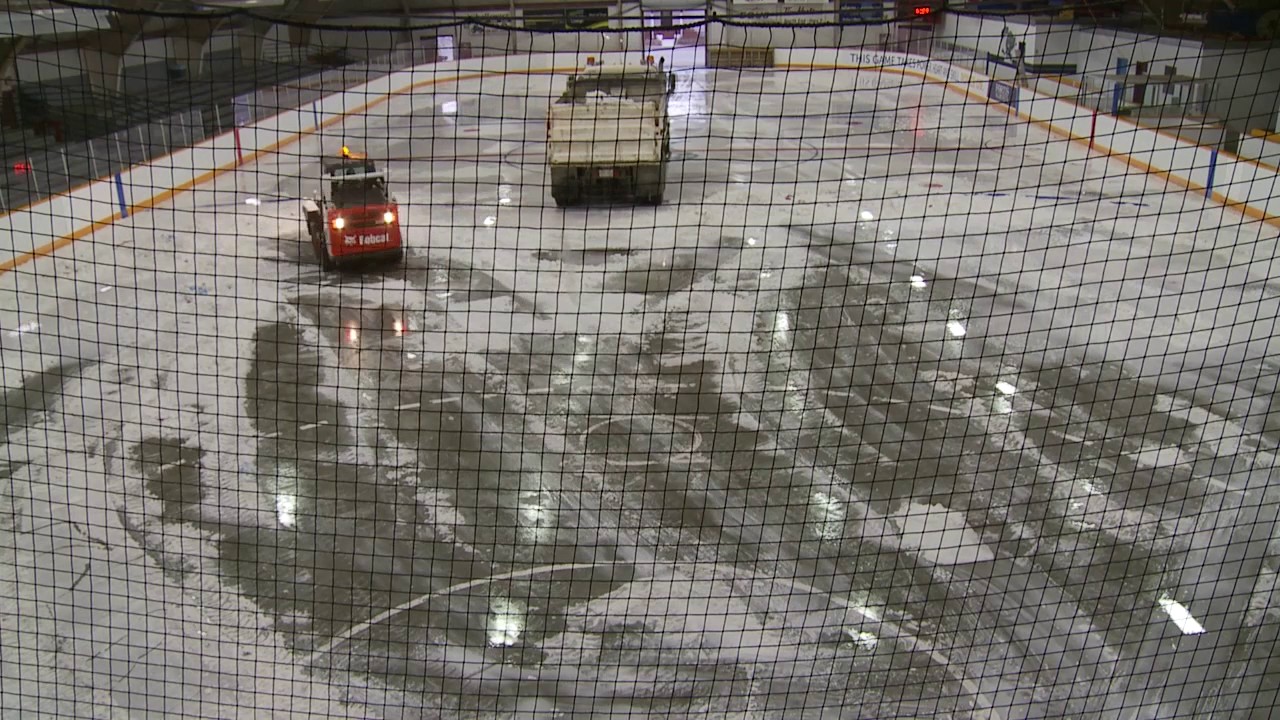 Ice Removal from the Claresholm Arena 2017 - YouTube