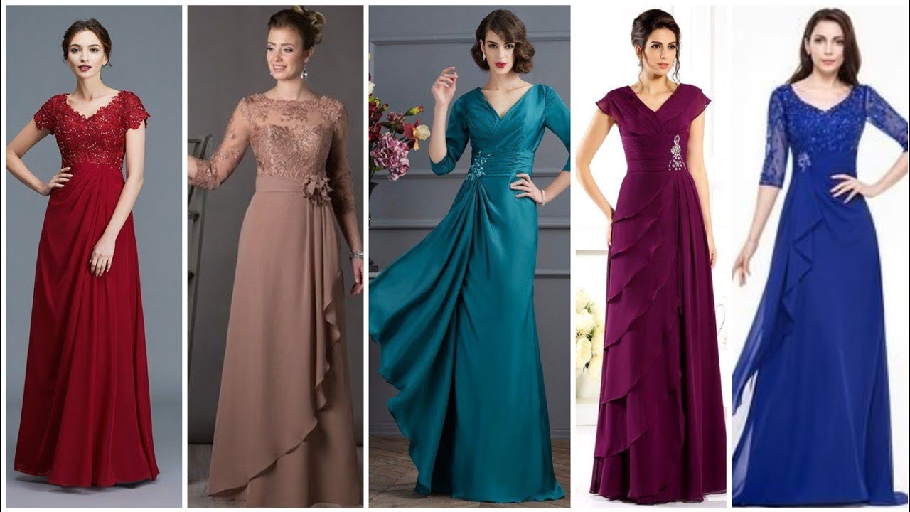 very impressive and charming plain chiffon with lace decorated mother ...