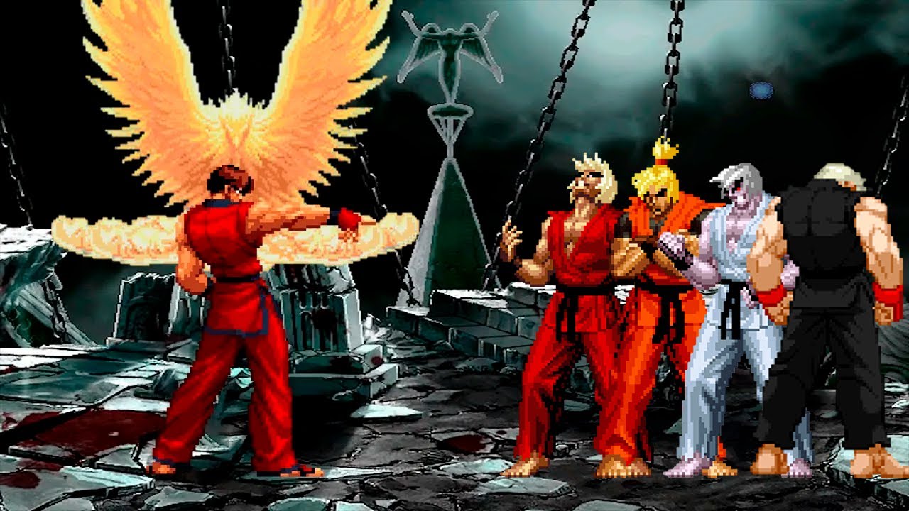 [KOF Mugen] God Kim vs Ken Masters Team - YouTube