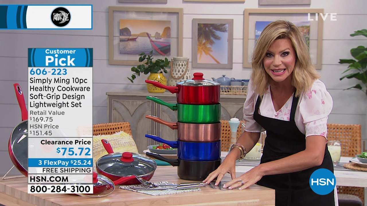 Simply Ming 10piece Healthy Cookware SoftGrip Design Lig... - YouTube