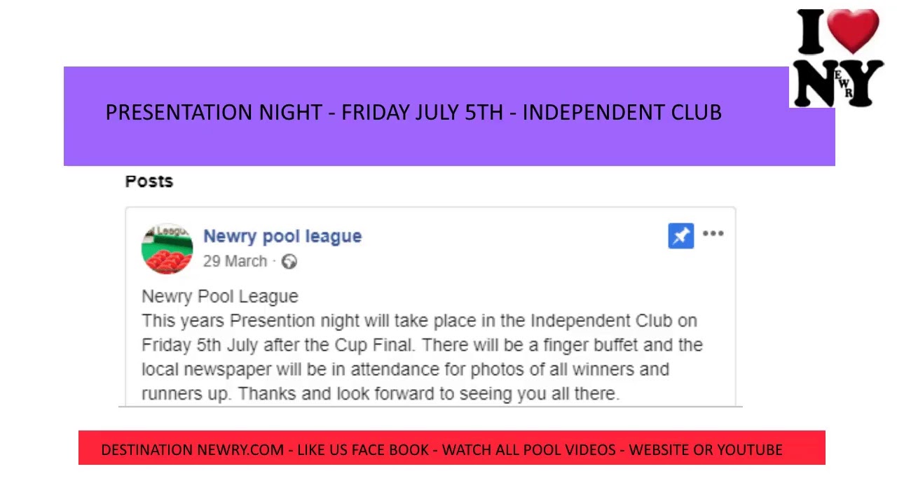 Newry Pool League 2019 - YouTube