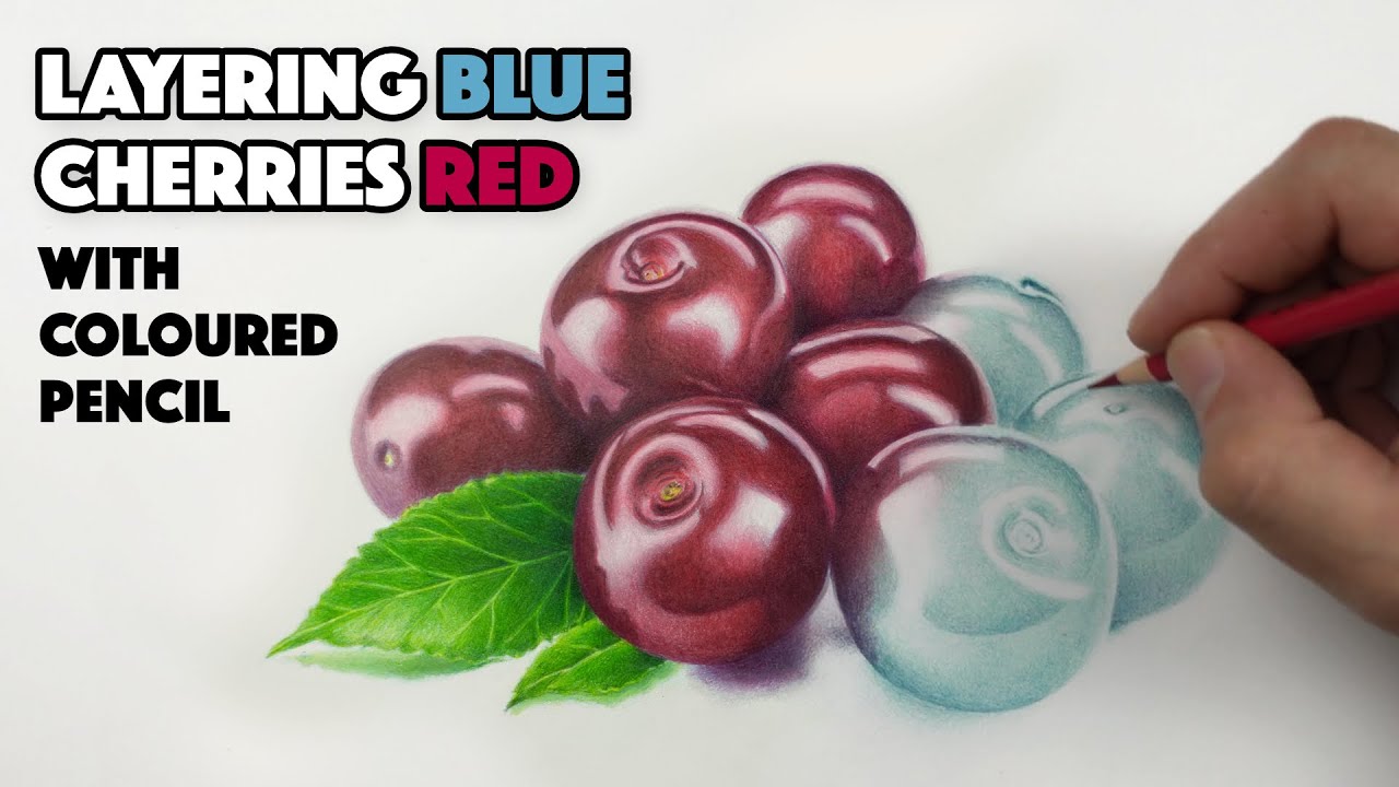 Layering a complementary colour tonal drawing in coloured pencil - YouTube