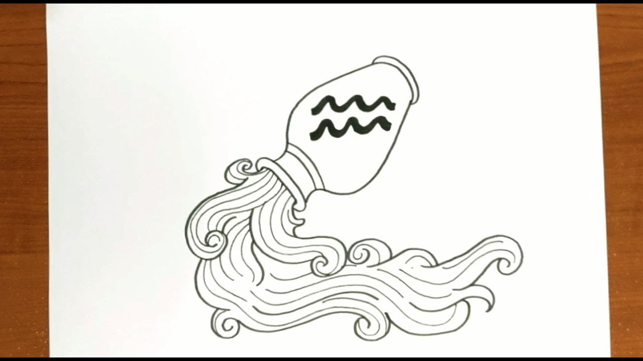 How To Draw ZODIAC AQUARIUS Step by Step - YouTube