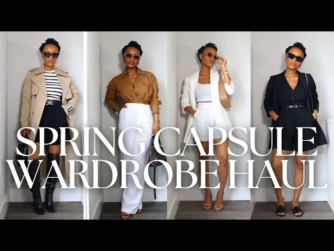 SPRING CAPSULE WARDROBE HAUL | zara, mango, h&m spring capsule try on haul | Beautifully Syndie