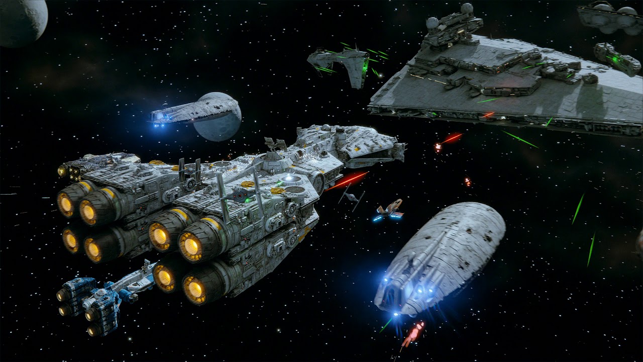 TIEs Strafing a Corellian Frigate (NEAR FINAL!) - YouTube