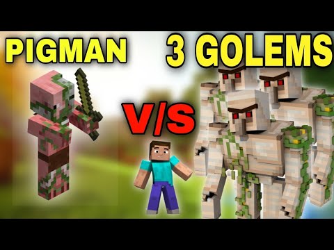 FULL ENCHANTED NETHERITE PIGMAN VS 3 IRON GOLEMS - YouTube