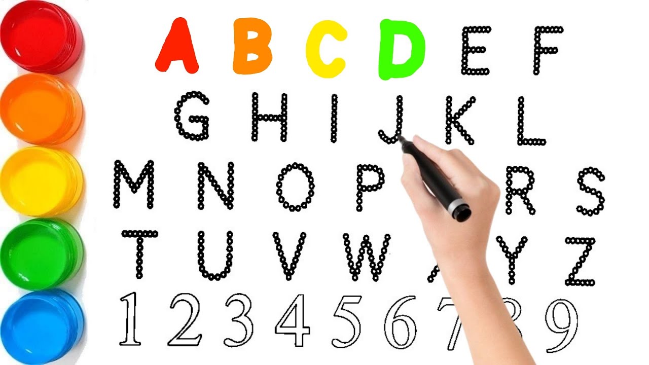 Alphabet & Numbers Coloring Page with Phonics Song | ABCD & 1234 ...